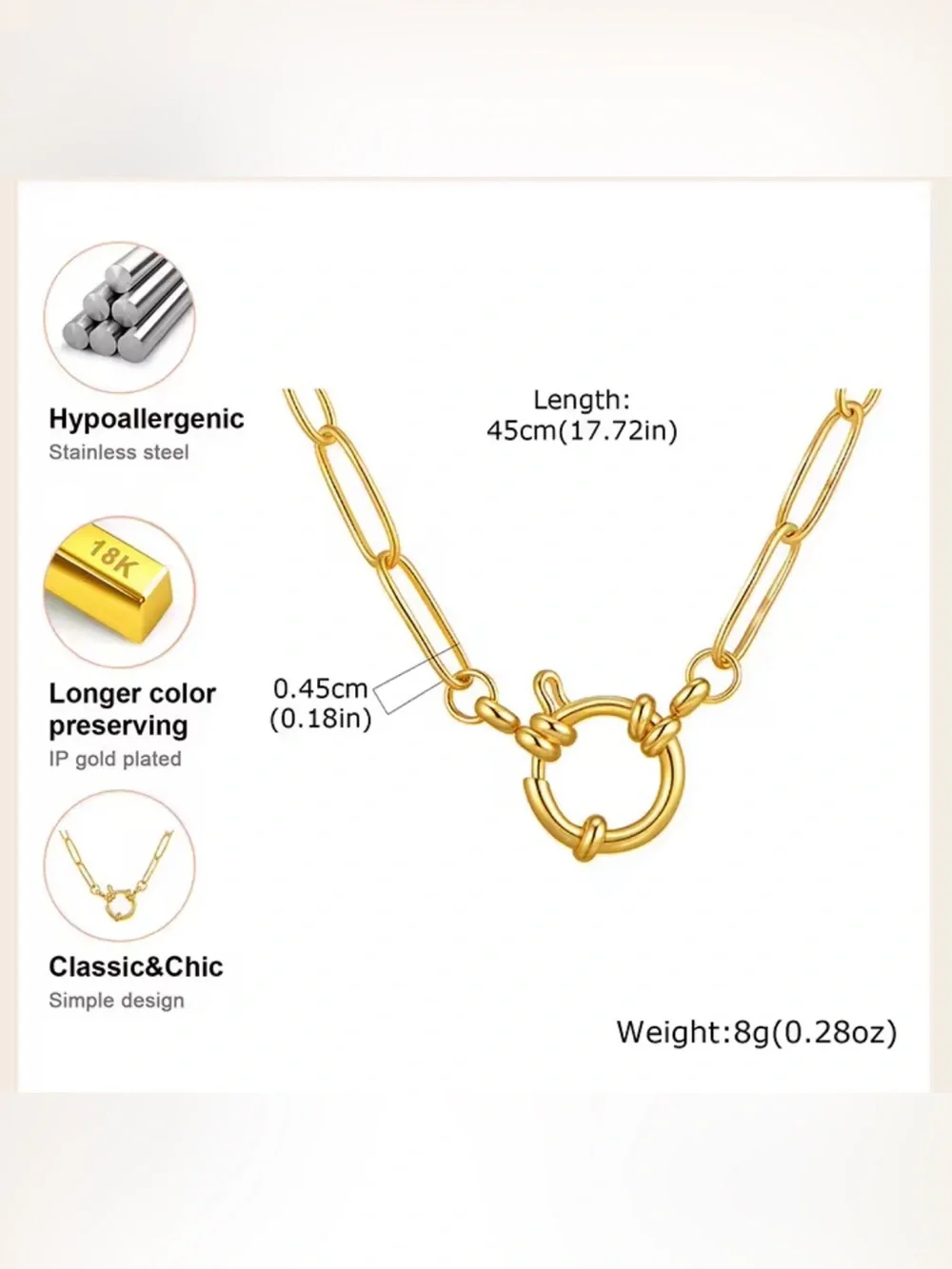Anthropologie | Jewelry | Gold Paperclip Chain Necklace With Spring ...